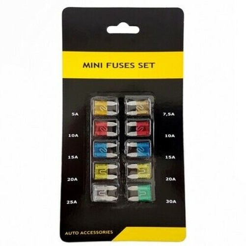 10x Fuses Pack Set MINI Blade 5/ 7.5/ 10/ 15/ 20/ 25/ 30 Amp Car Auto ...