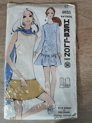 4035 PATRON HERBILLON VINTAGE FRENCH PATTERN 1960/70 ROBE EVASE 38 au ...