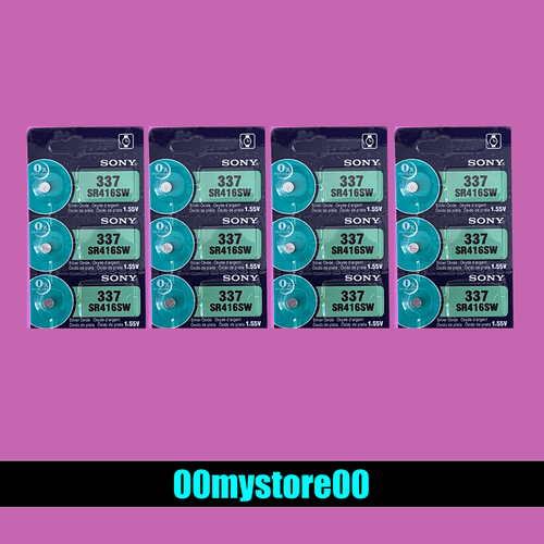 12 SONY 337 [EXP 10/2030] Watch Coin Button Cell Battery SR416SW Ships ...