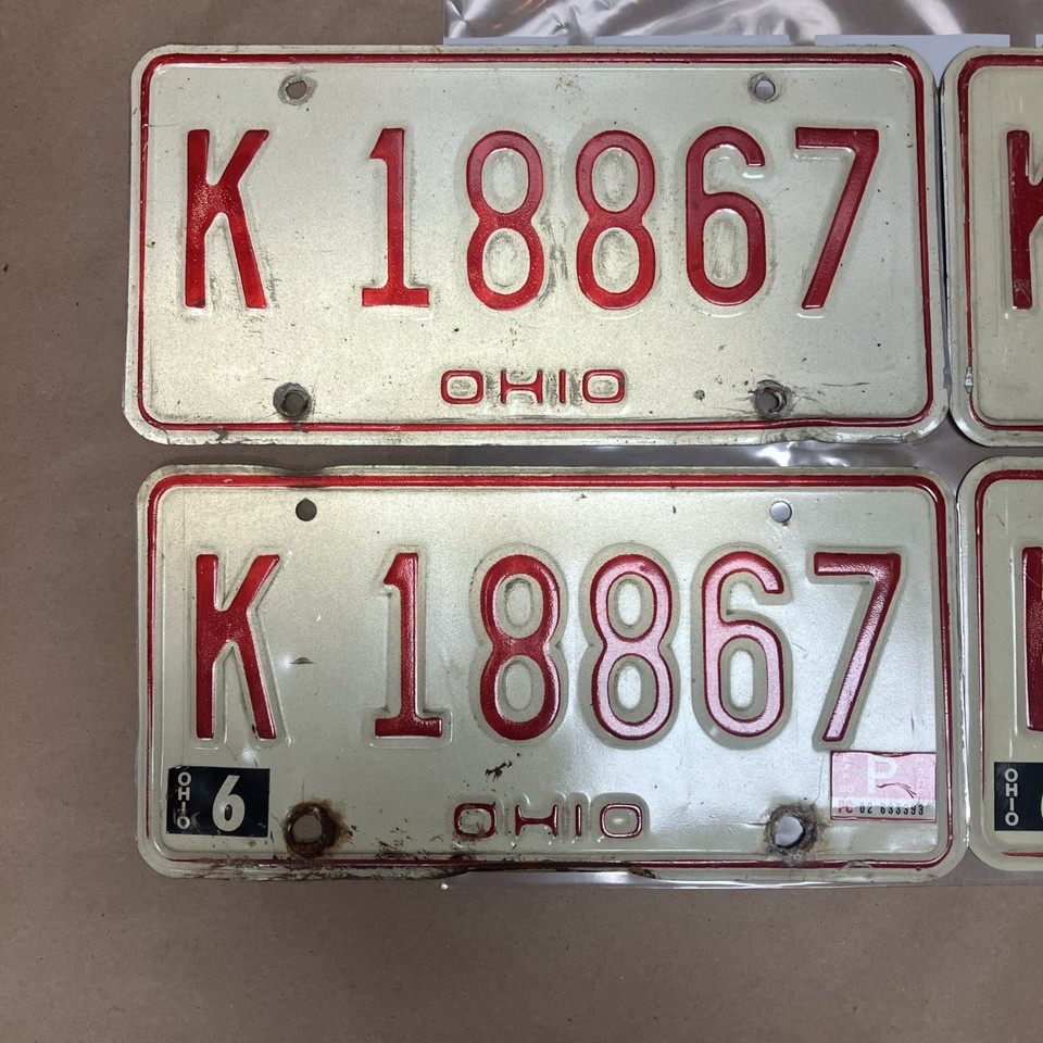 Vintage Ohio License Plates Consecutive Pairs 1970’s Ohio K18867 K18868 ...