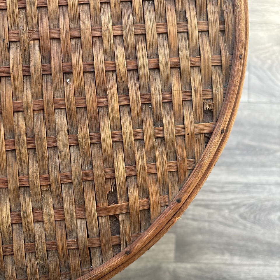 Vintage Wicker Rattan Side Table Boho Round End Table *READ* | eBay
