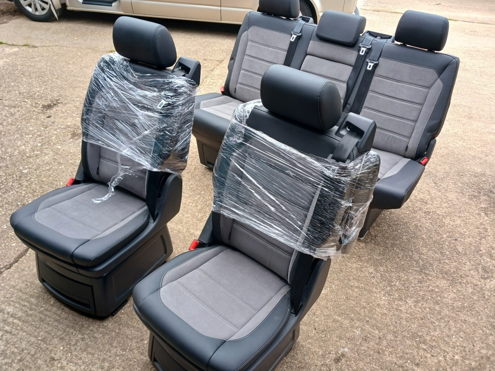 VW Caravelle transporter T5 T6 rear seats singles - bench bed leather ...