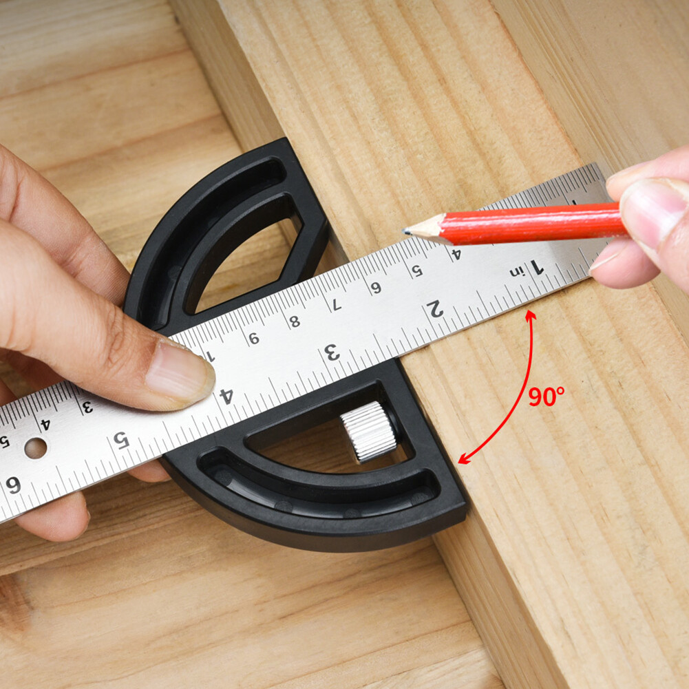 20cm Steel Draw Radial Lines Inch Centimeter Protractor With Ruler 0 ...