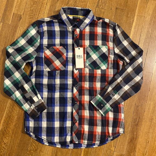 DRL Essentials Men’s Large Long Sleeve Shirt Blue Green Colorblock ...