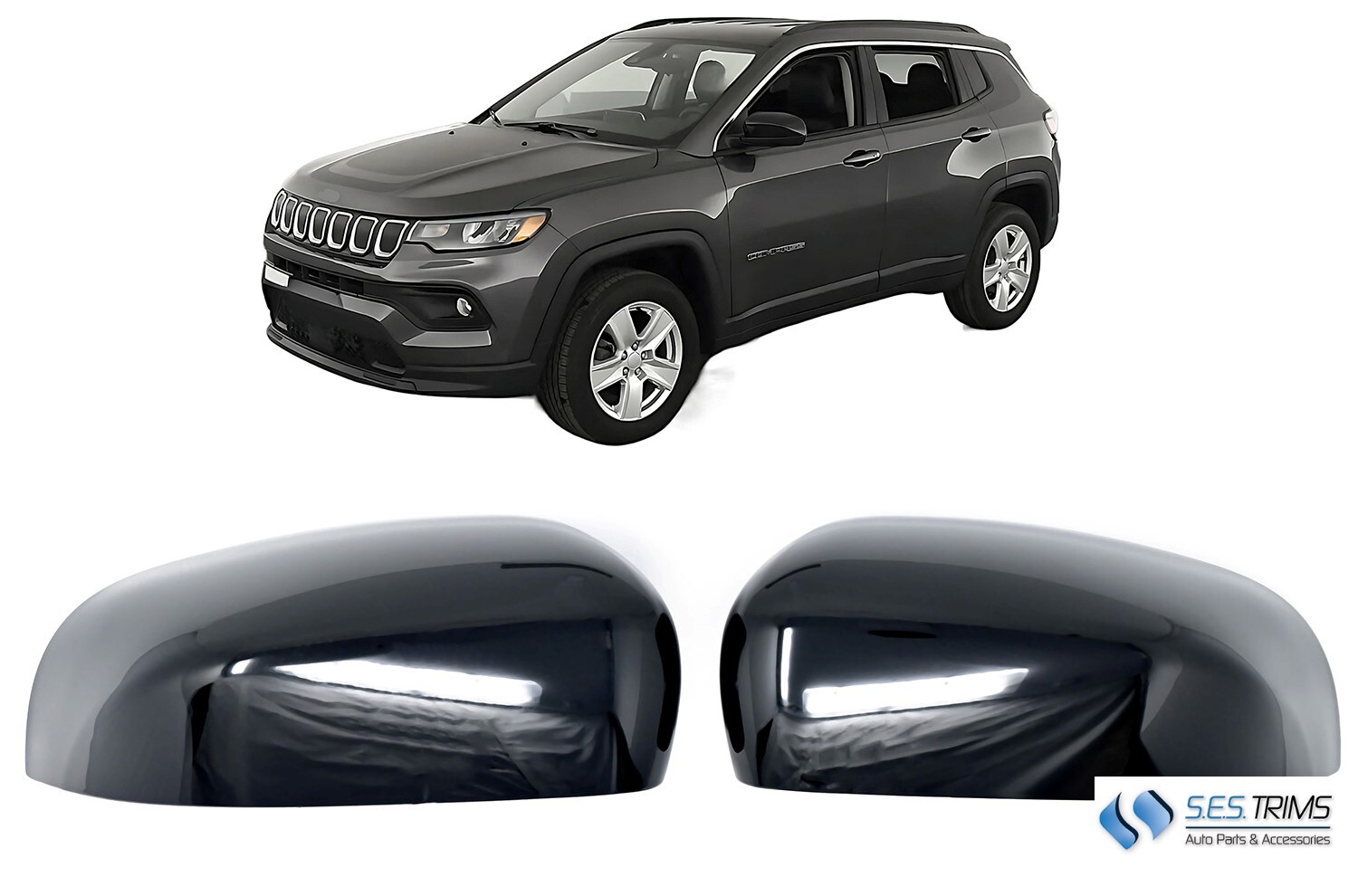 Gloss Black Replacement Mirror Cover for 2017-2023 Jeep Compass | eBay