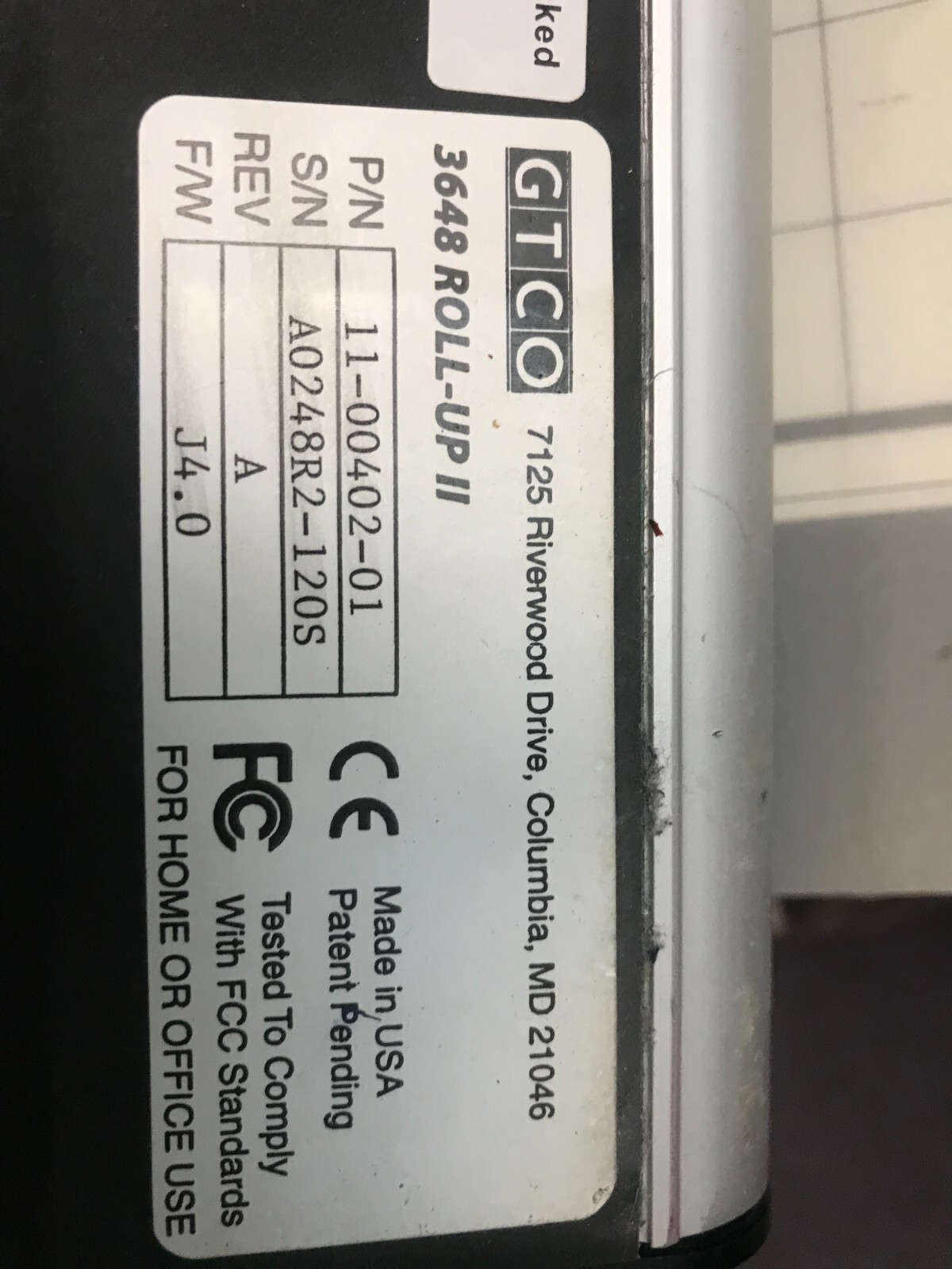 GTCO Calcomp Roll UP 37x 48 Inch Digitizer | eBay