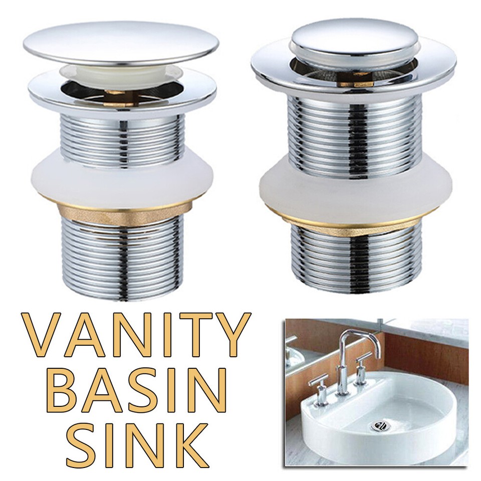 Chrome/Matte Black 32mm Vanity Basin Sink Pop Up Waste Plug With No ...