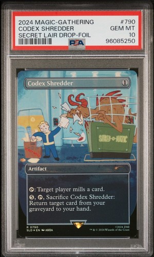 MTG PSA 10 Fallout Codex Shredder Foil Promo#790 Secret Lair Vault Boy ...