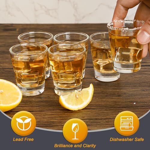 Shot Glasses Set of 6 Clear Small Shot Glass for Whiskey Tequila Vodka ...