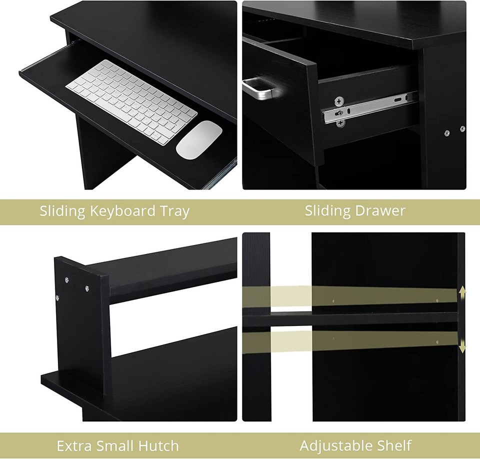 Home Office Computer Desk Workstation Wood Laptop PC Table Drawer Shelf ...