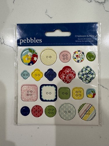 Pebbles Chipboard Buttons Multi Colors Shapes and Sizes Scrapbooking ...