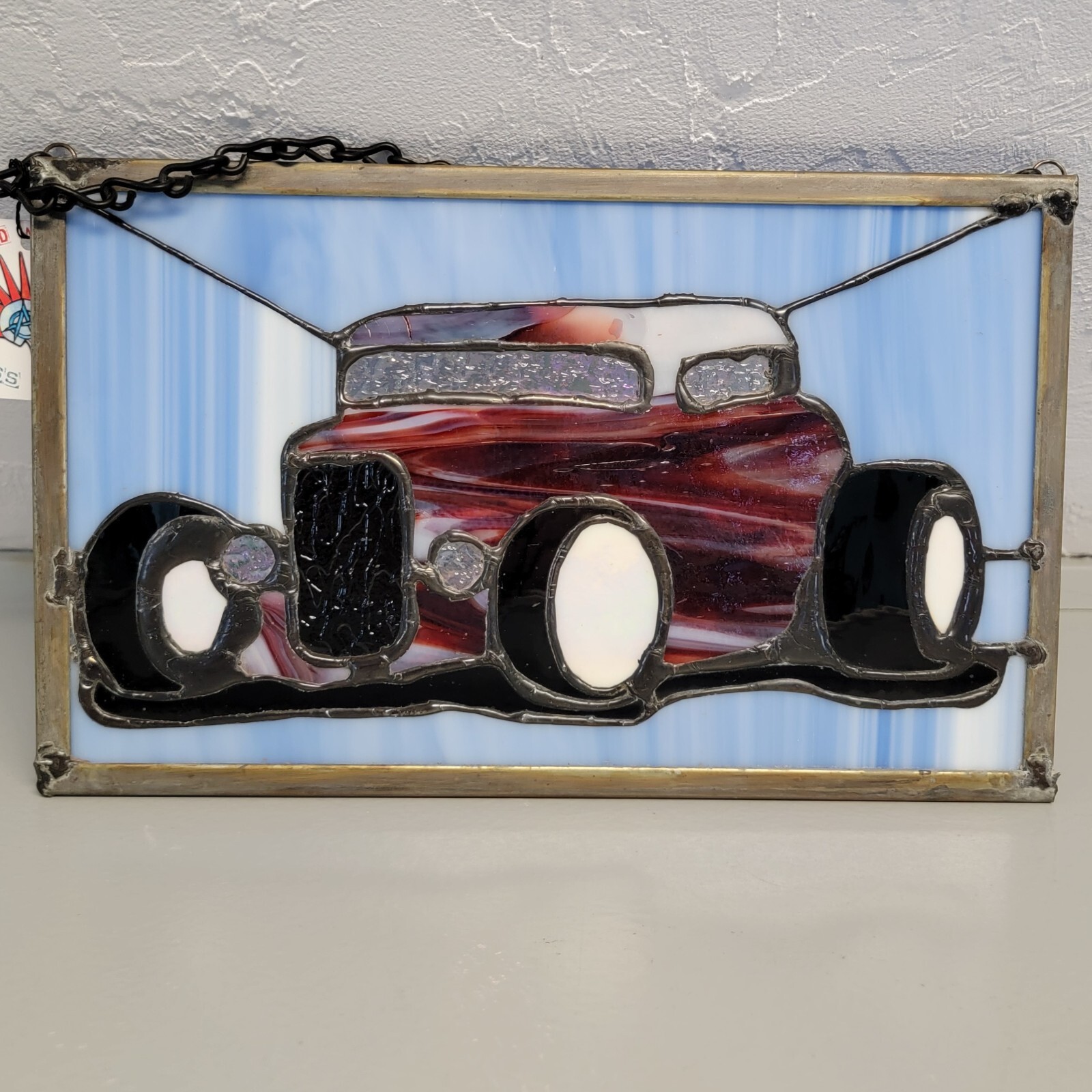 Hod Rod Stained Glass Panel, stained glass art, 1950's art, Rockabilly ...