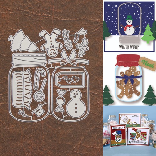 Noel Mason Jar Christmas Treats Cutting & Embossing Dies w Snowman ...