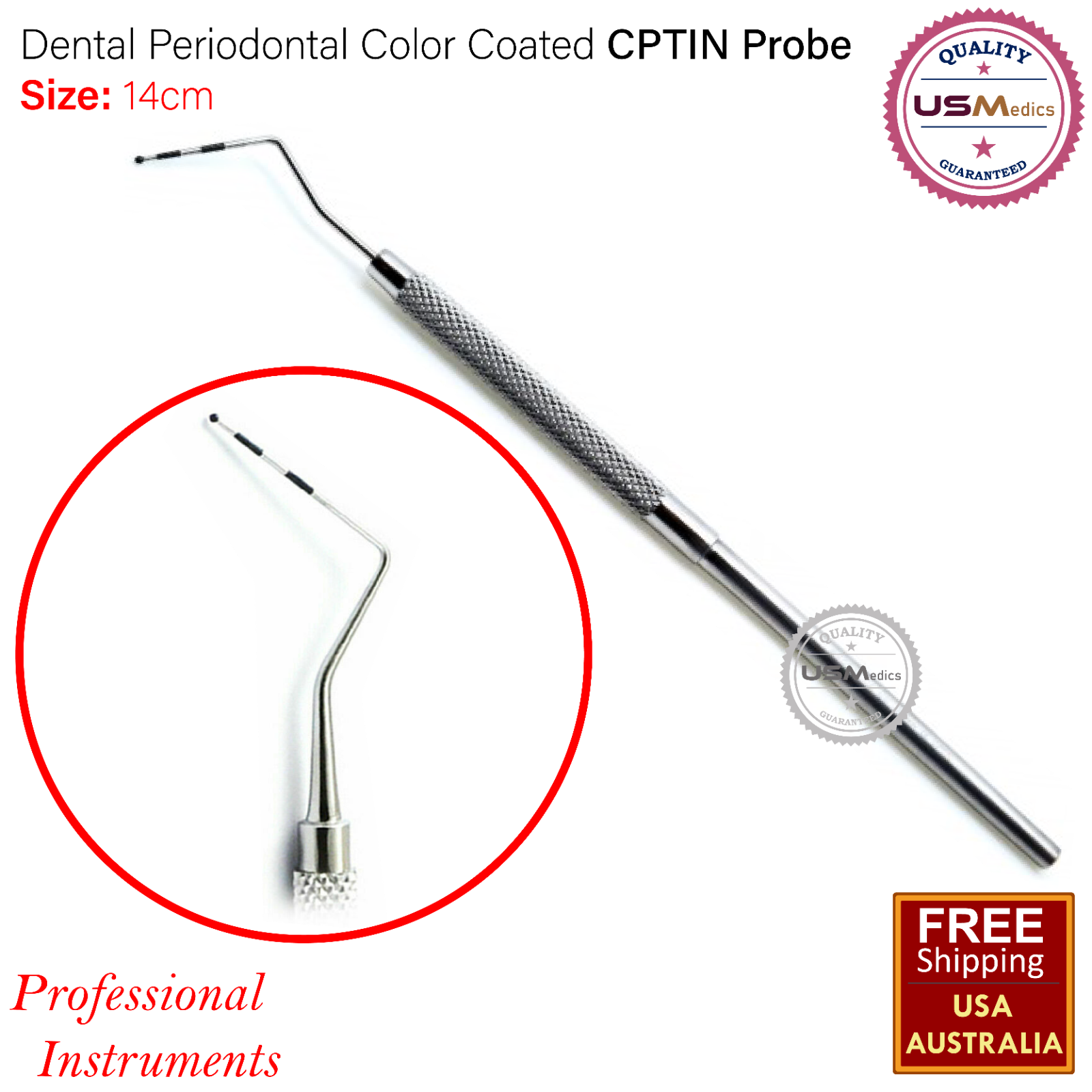 CPTIN Perio Probe Periodontal Color Coded Marking Pocket Depth ...