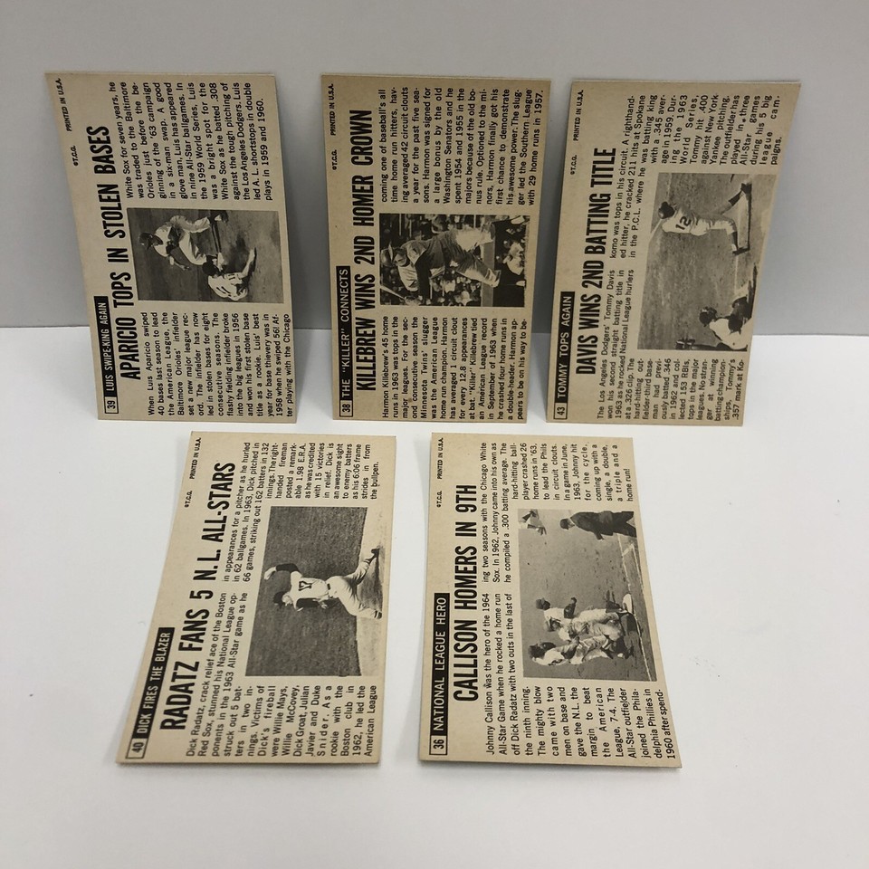 1964 Topps GIANT MLB Baseball Cards Hall of Famers + All Star Players ...