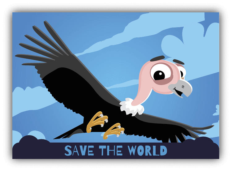Save The World Vulture Cartoon Animal Greenpeace Slogan Car Bumper ...