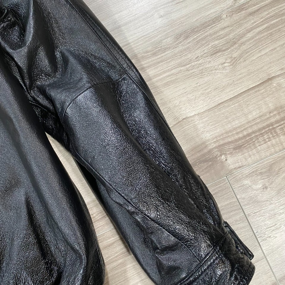 Vintage 90s US Marine Corps Leather Jacket Mens Large Black USMC ...