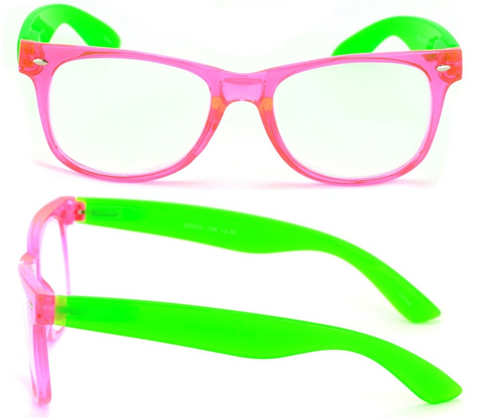 2 Pairs Transparent Neon Classic clear frame reading glasses unisex ...