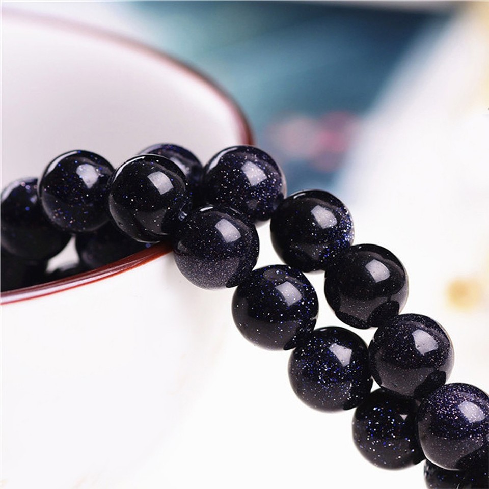 48 Pcs Blue Sandstone Beads Smooth Round 8 mm String Beads for Jewelry ...
