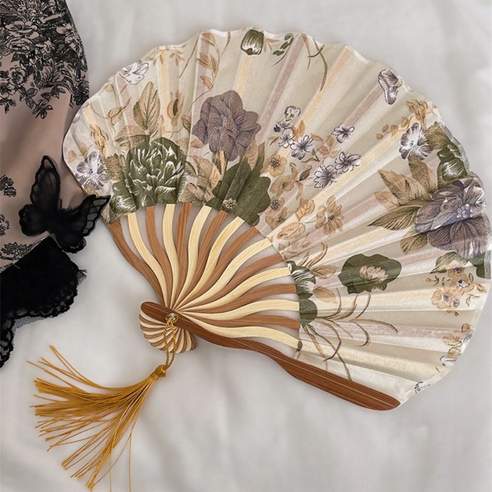 Colorful Vintage Folding Fan Shank Classical Dance Fan Clothing ...