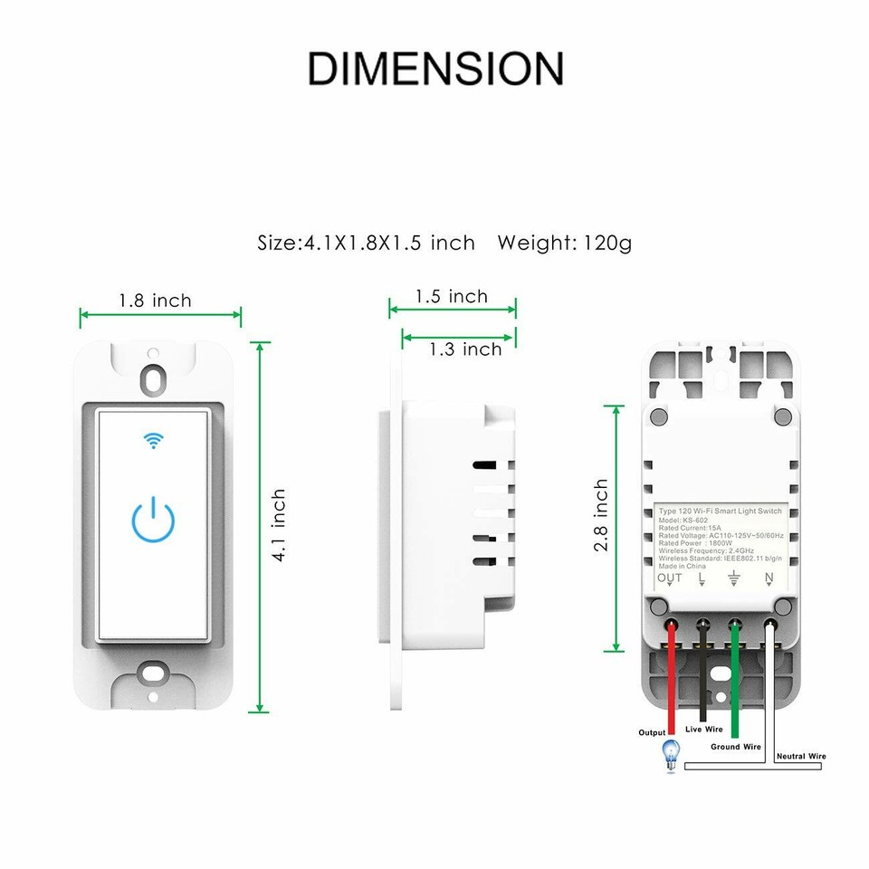 WiFi Light Switch, Smart Wall Switch 2 Gang, Touch Switch Remote ...