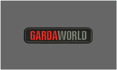 GARDAWORLD EMB PATCH 1x5'' VELCR@ ON BACK RED/GRAY ON BLACK | eBay