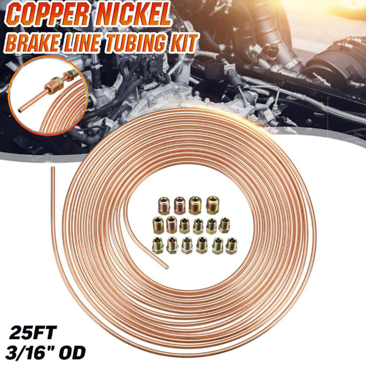 Copper Nickel Car Brake Line Roll Tubing Hose Kit 25 Ft Coil Rolls With ...