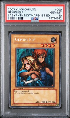 2003 Yu-Gi-Oh! 1st Edition Gemini Elf Labyrinth Nightmare Holo LON-000 ...