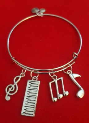 Silver Keyboard Charm Bracelet, Musical Instrument, Band, Music, Bangle ...
