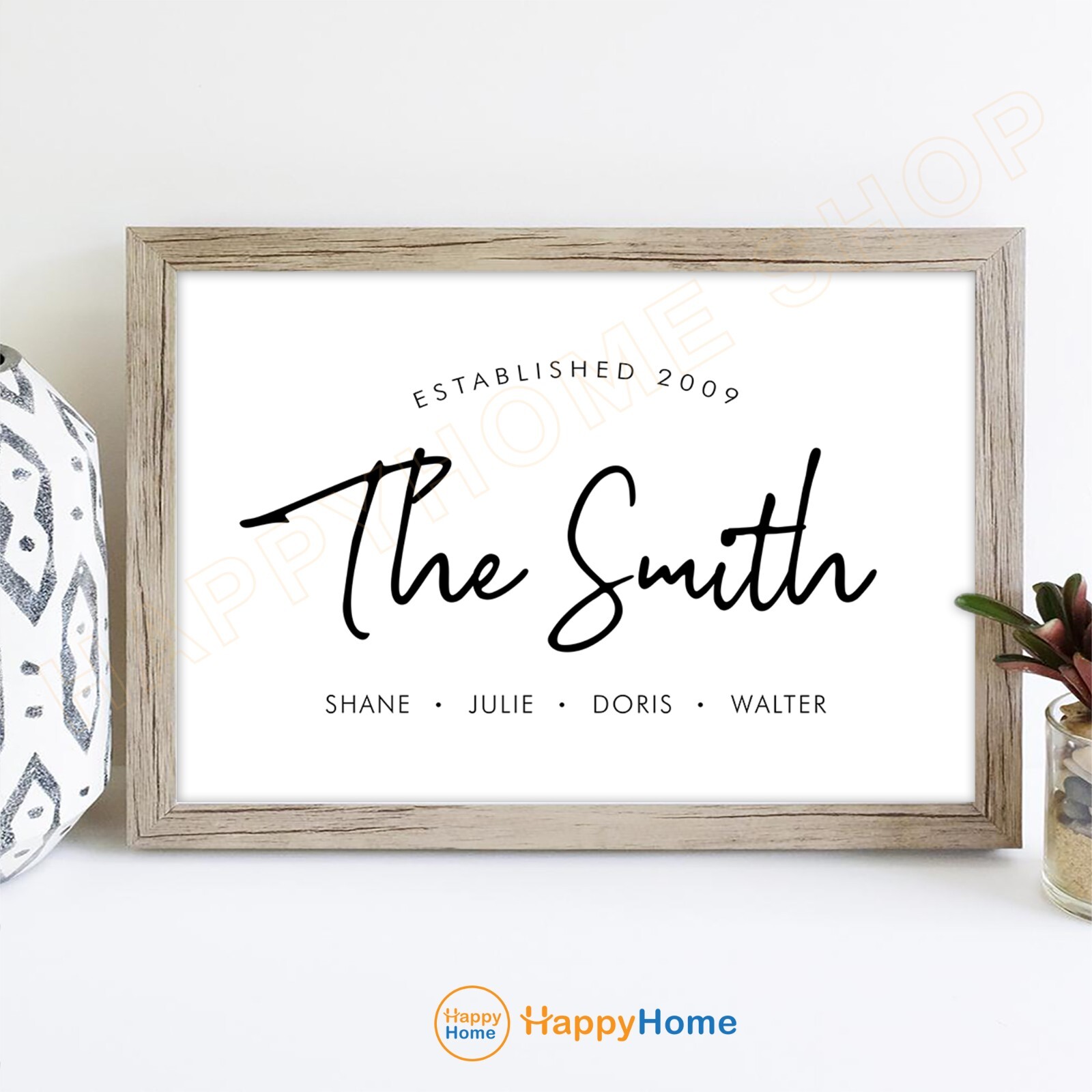 Personalized Family Name Sign Custom Established Monogram Print Room ...
