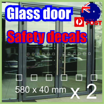 GLASS DOOR HAZARD DECAL STICKER SAFETY PROTECTION 40 X 580 MM X 2 BULK ...
