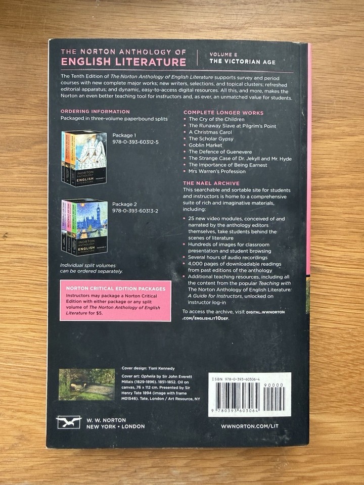 The Norton Anthology English Literature Books: Victorian + Sixteenth ...