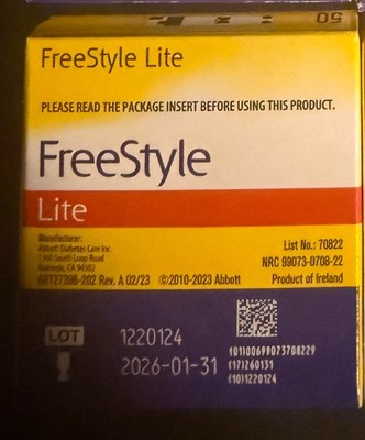 FreeStyles Lites Blood Glucose Diabetic Test Strips 100ct 2026 Imported ...