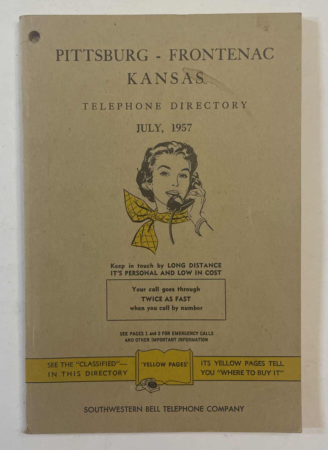 1957 Pittsburg - Frontenac , KS Southwestern Bell Telephone Directory ...