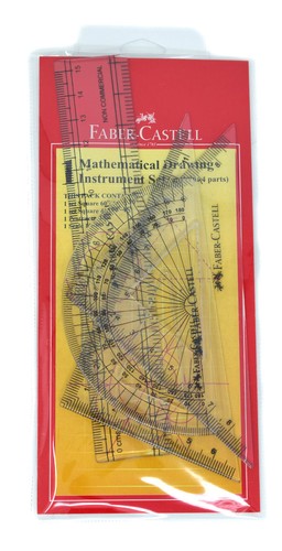 Faber Castell Math Drawing Instrument Set Protractor, 2 Set Square, Cm ...