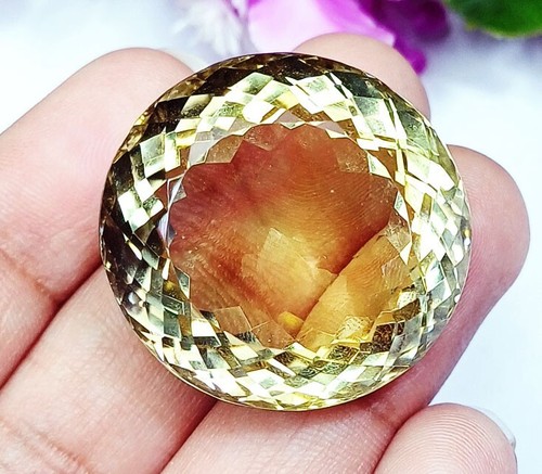 78.40 Ct 100% Natural Citrine Round Cut Certified Loose Gemstone With ...