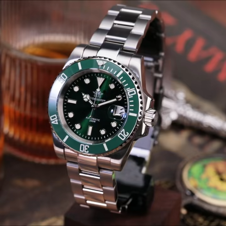 ADDIESDIVE Green 200M Diver Watch Automatic Seiko NH35 Sapphire Ceramic ...