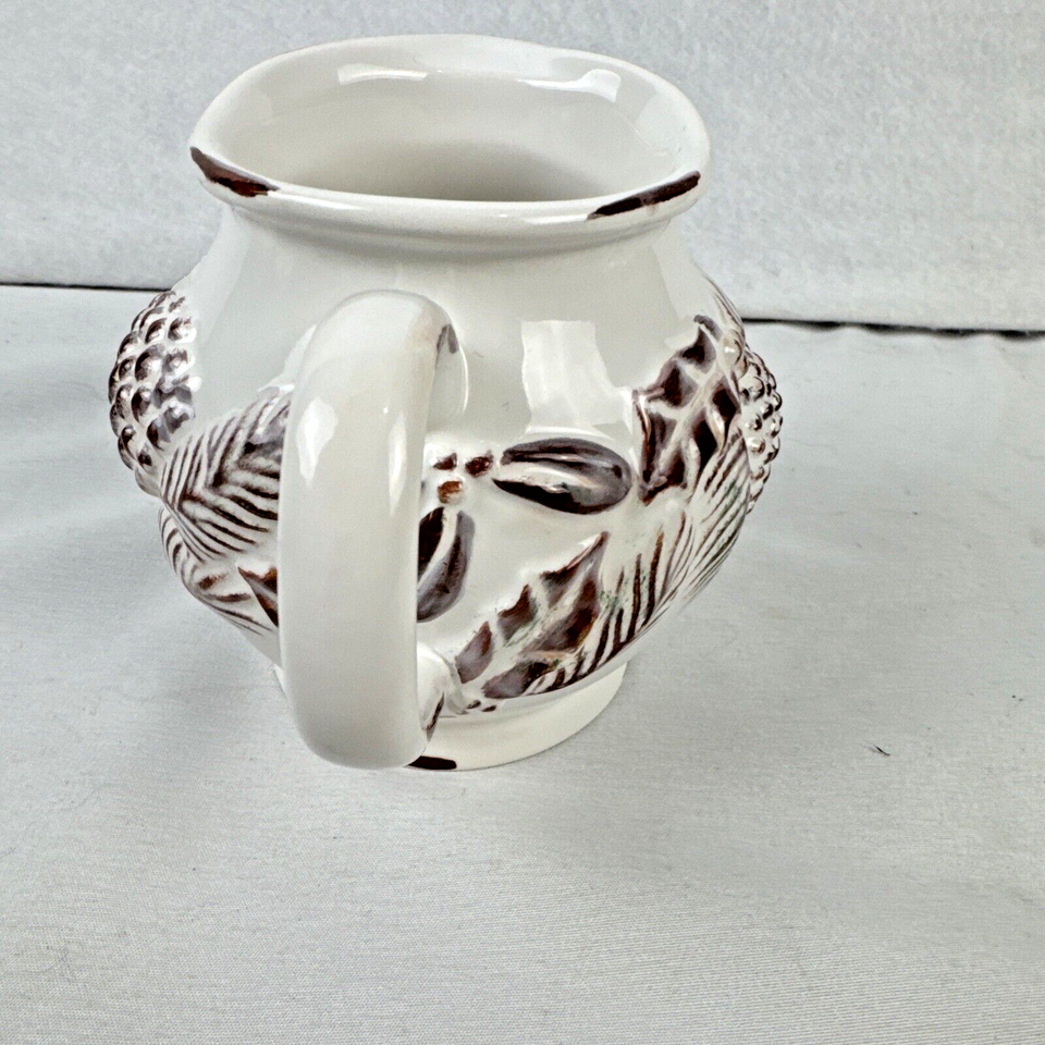 VIINTAGE Pine Cone 3D Christmas White Snow Traditions Creamer Sugar ...