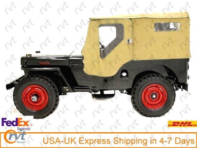 SOFT TOP FOR WILLYS CJ2A JEEP FITS ON CIVIL BOWS G-503- Olive Green | eBay
