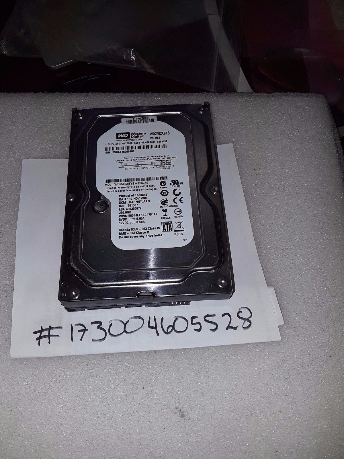 WESTERN DIGITAL WD2502ABYS - 01B7A0 WD RE3 250GB 7200 RPM SATA 3.5 ...