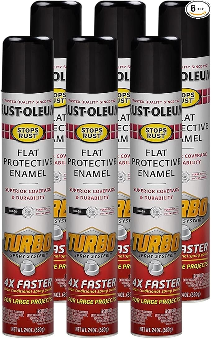 376298-6PK Stops Rust Turbo Spray System Spray Paint, 24 Oz, Flat Black ...