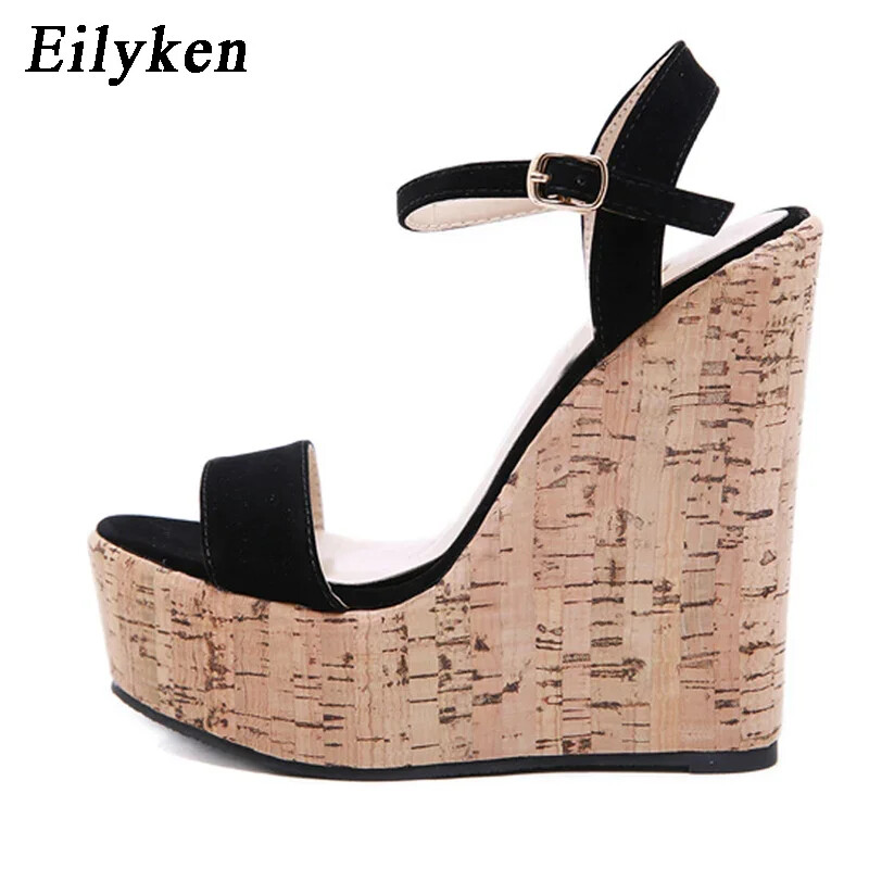 Fashion Women Platform Wedges Sandals Summer Ankle Buckle Strap High ...