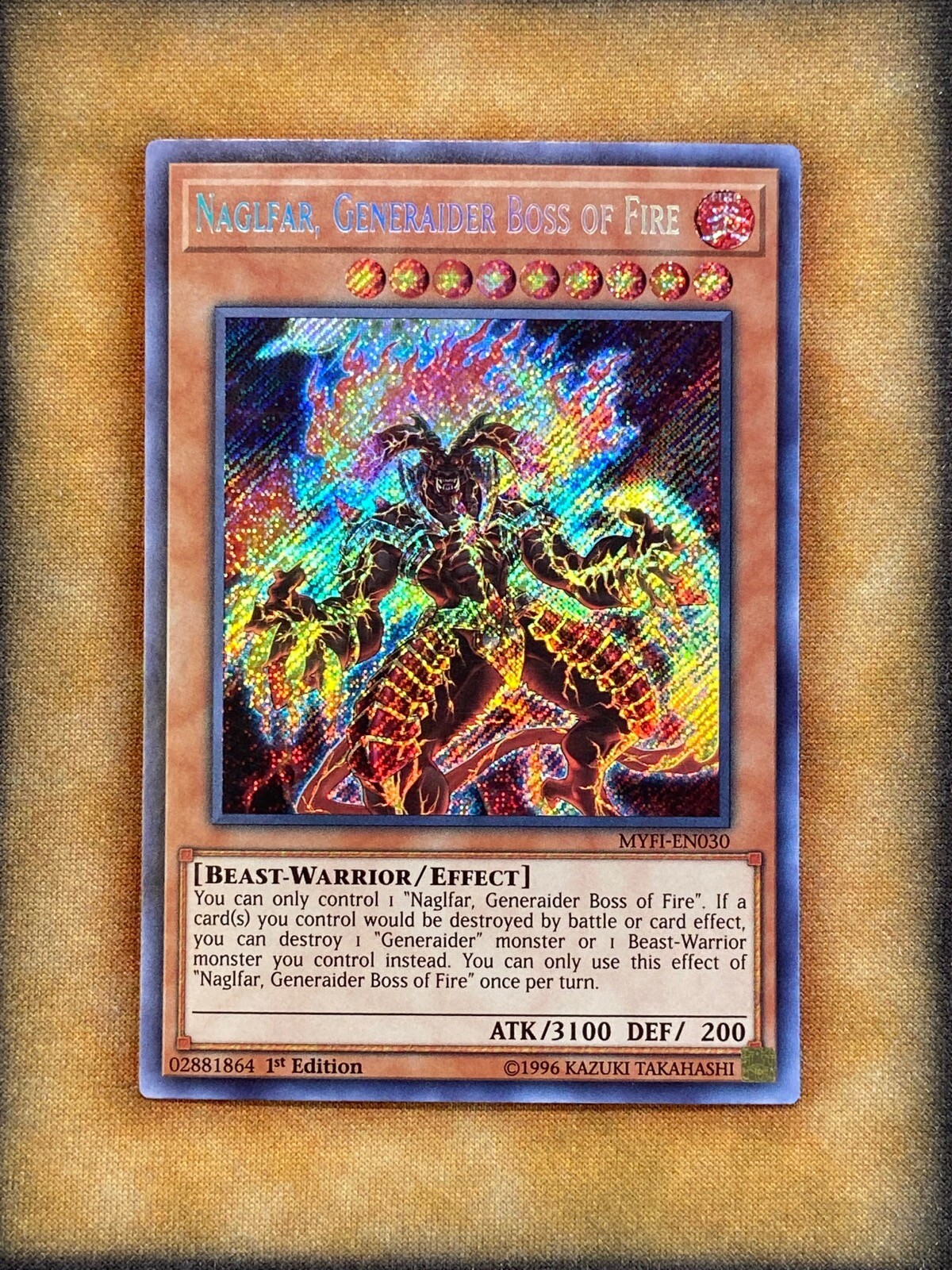 Yugioh Naglfar, Generaider Boss of Fire MYFI-EN030 Secret Rare 1st Ed ...