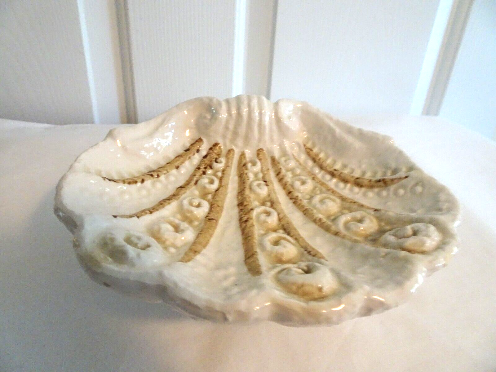 Vtg MCM Ceramic Sea Shell Shaped Soap Dish Trinket Beach Coastal Decor ...