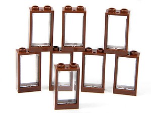 LEGO windows (pack of 8) small 3x2 BROWN with glass for house 2x3 BRAND ...