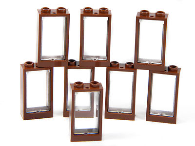 LEGO windows (pack of 8) small 3x2 BROWN with glass for house 2x3 BRAND ...