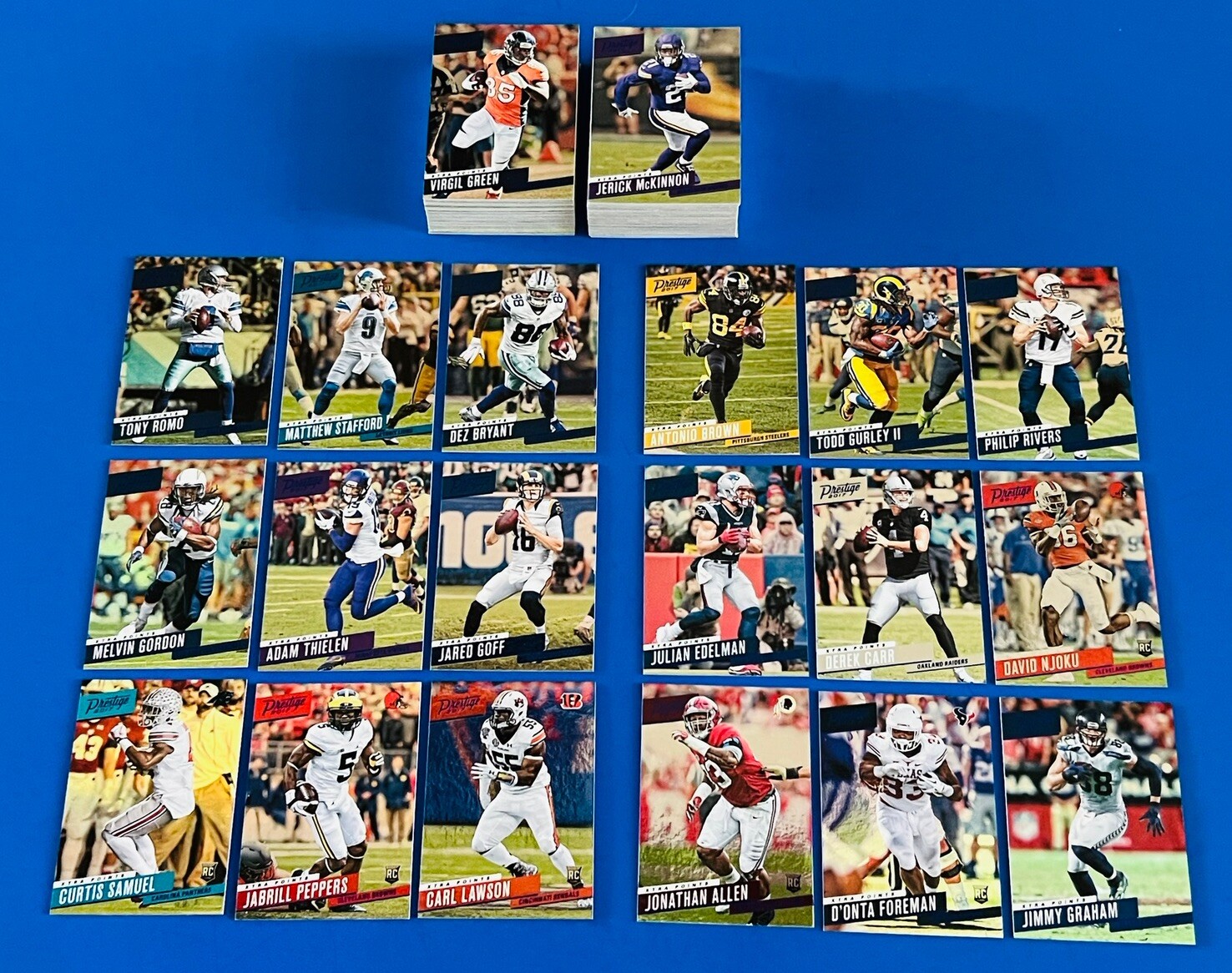 Lot of (104) 2017 Prestige Blue Foil Parallel Football Cards w/ Stars ...