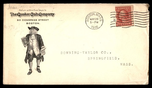Mayfairstamps US 1916 Quaker Oats Boston to Springfield Postcard aat ...