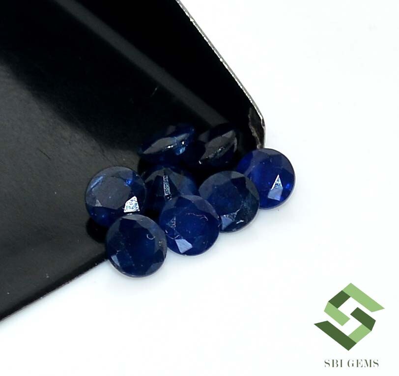 4.25 mm To 4.50 mm Natural Blue Sapphire Round Cut Lot 08 Pcs Loose ...