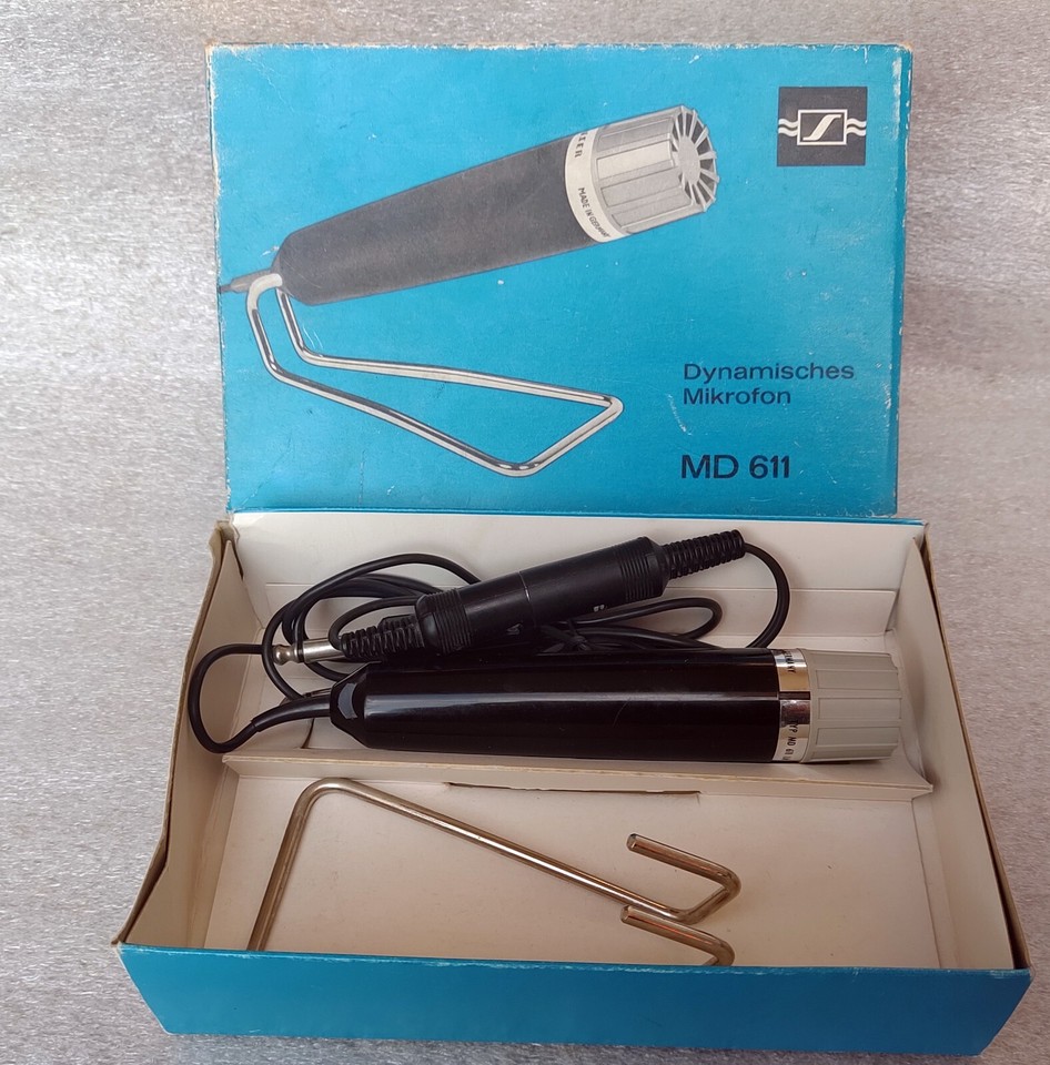 Sennheiser MD 611LM Vintage Dynamic Microphone with Box+stand NOS | eBay